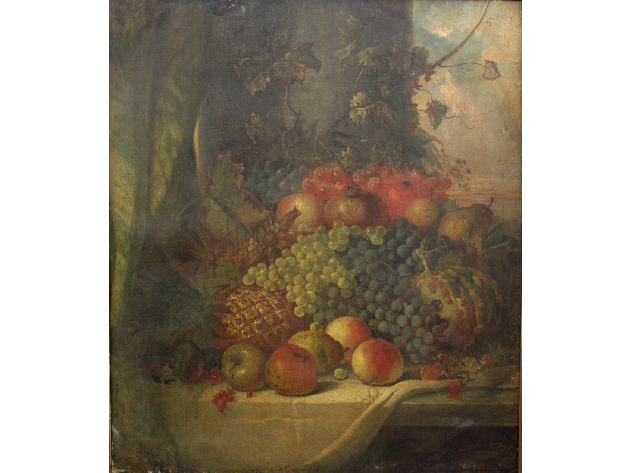 Charles Stuart | STILL LIFE OF SUMMER FRUITS UPON A DRAPED LEDGE (1853 ...