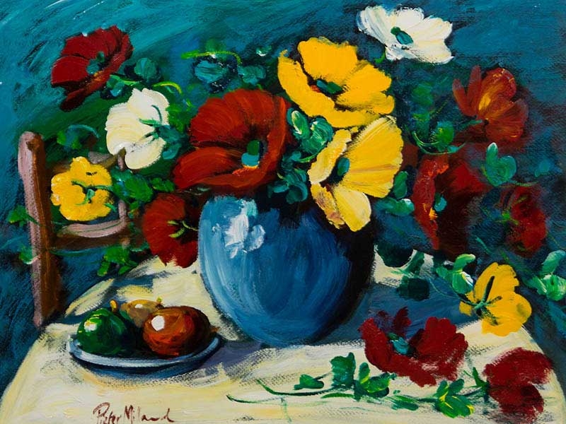 Millard Pieter | Still Life Poppies & Fruit | MutualArt