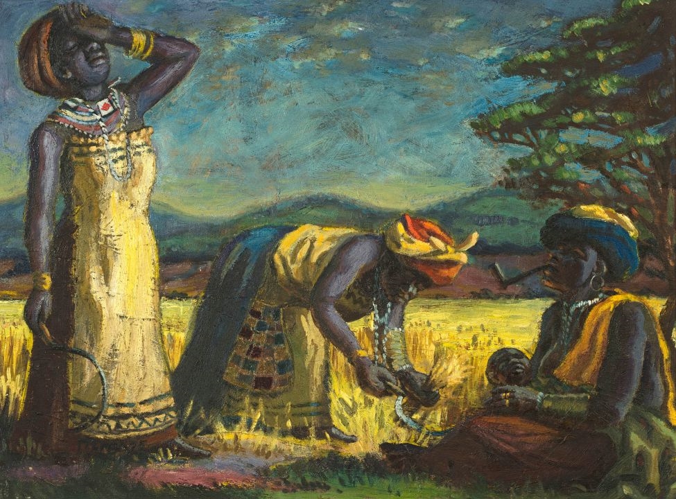 George Pemba | Xhosa Women Harvesting Wheat (1975) | MutualArt