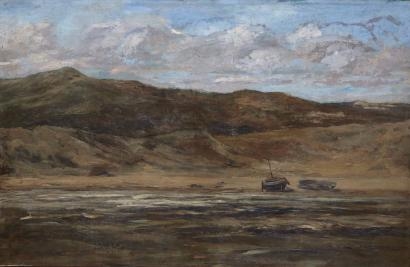 Louis Artan de Saint Martin | Barque et dunes en Mer du Nord | MutualArt