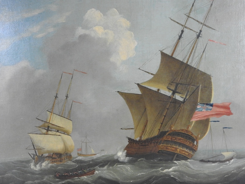 Thomas Whitcombe | Figures in a tender approaching a Royal Navy frigate ...