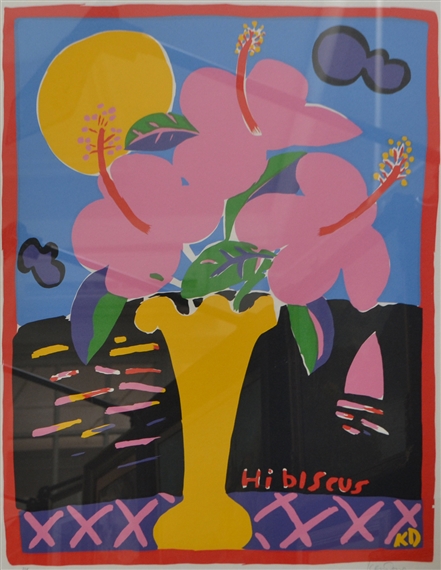 Ken Done | HIBISCUS MORNING GLORIES AND FRANGIPANES | MutualArt