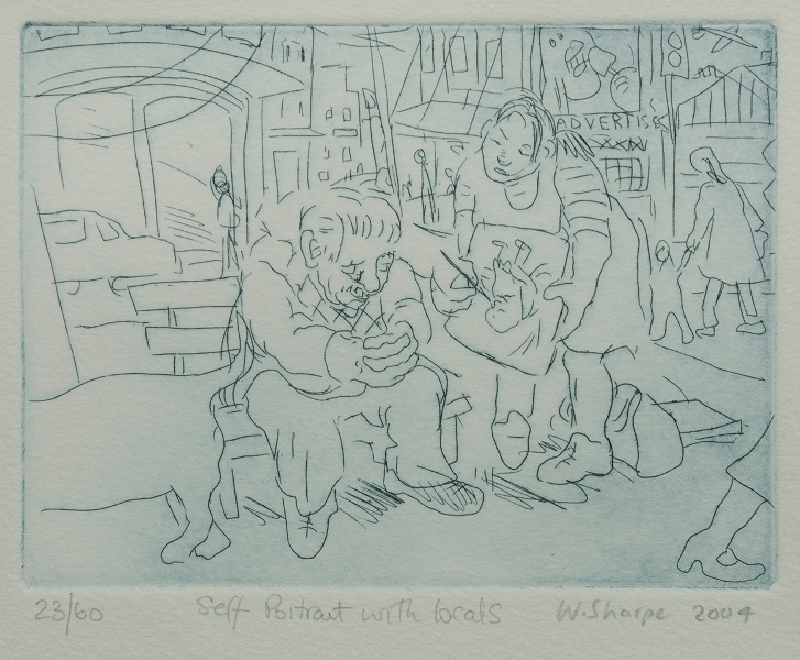 Wendy Sharpe | Self Portrait with Locals (2004) | MutualArt