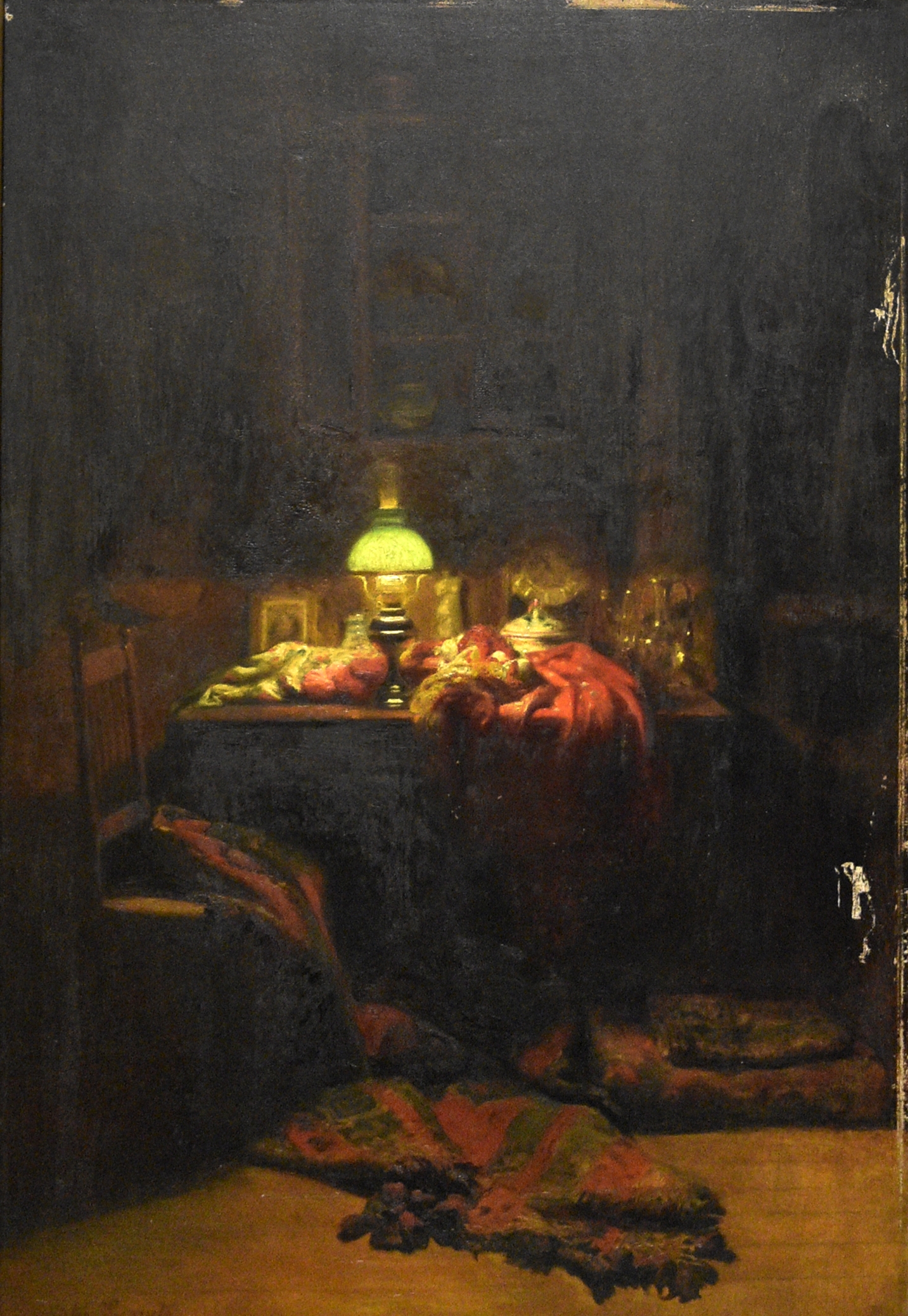 Victor Lecomte | Intérieur à la lampe à pétrole | MutualArt