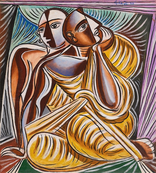 George Keyt | Two Buddhist Monks (1938) | MutualArt