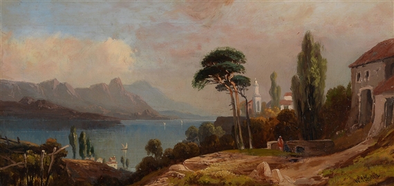 William Leighton Leitch | Italian lake landscape | MutualArt