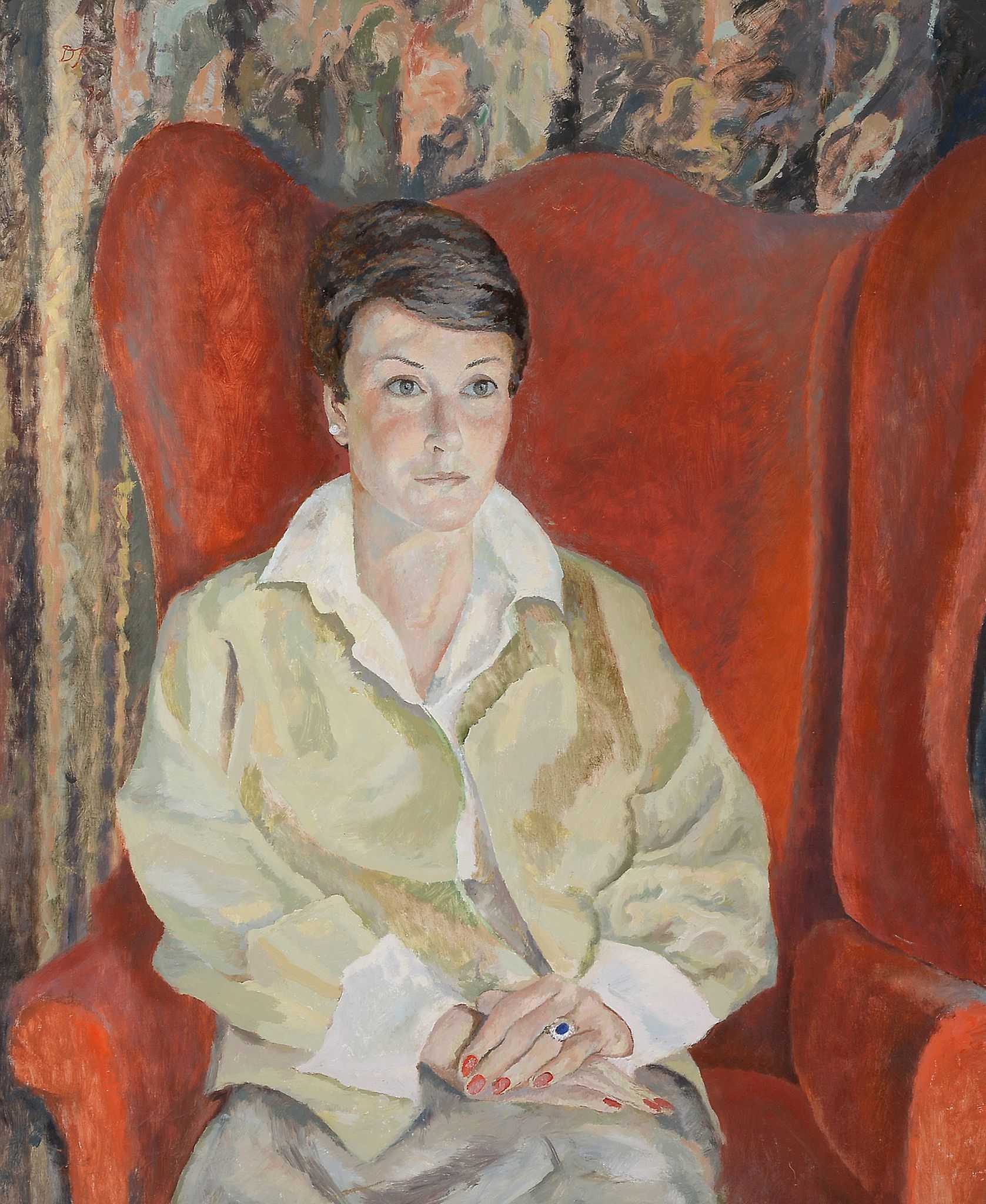 David Rolt | Portrait of a lady in red chair | MutualArt
