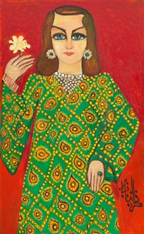 Fahr-el-Nissa Zeid | Portrait of Sally-Ann Mango (1985) | MutualArt