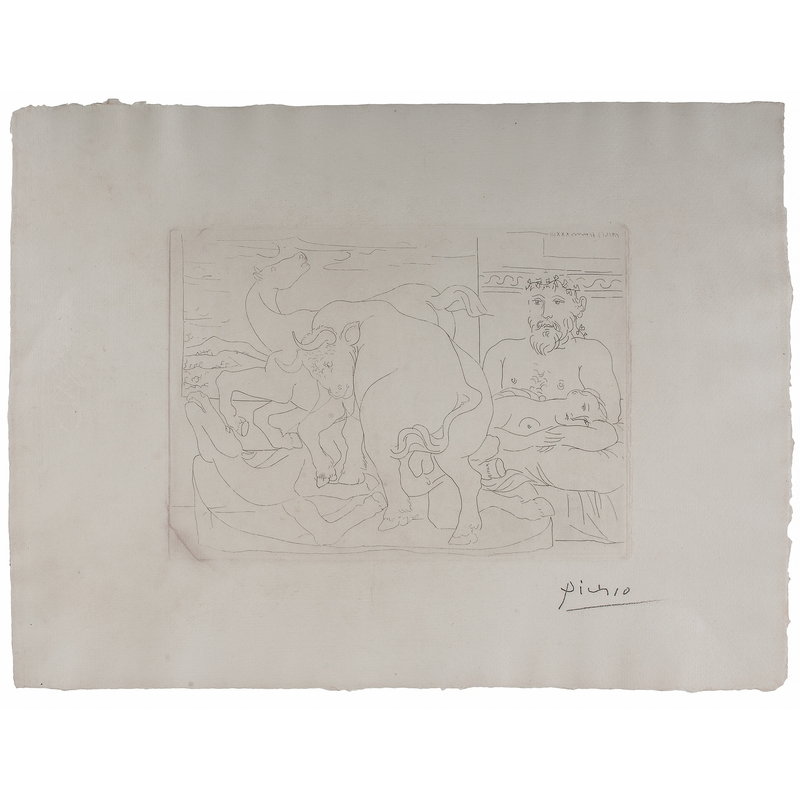 Pablo Picasso | Le Repos du Sculpteur Devant des Chevaux et un Taureau ...