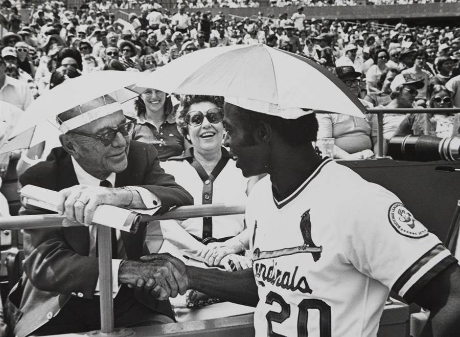 Barry Elz | Brock-a-brella, Lou Brock with August Busch II (Circa 1975 ...
