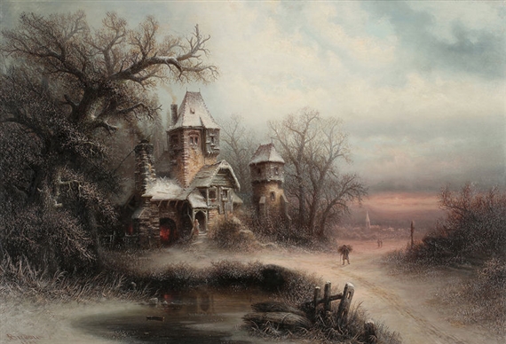 Albert Bredow | Schmiede im Winter (1887) | MutualArt