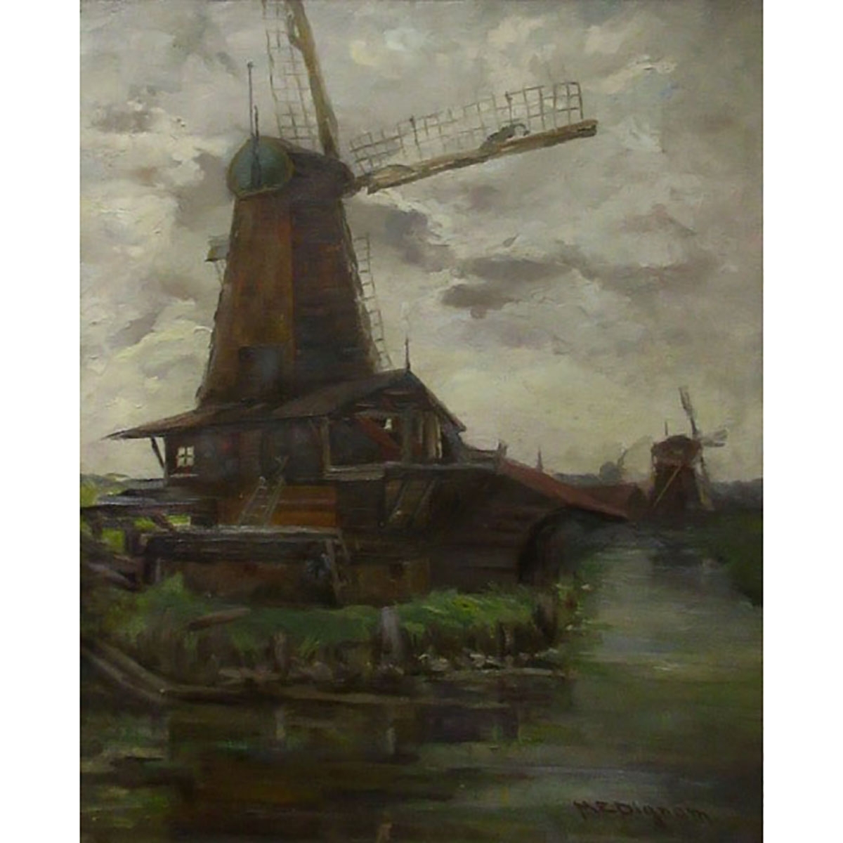 Old Dutch Windmill Painting