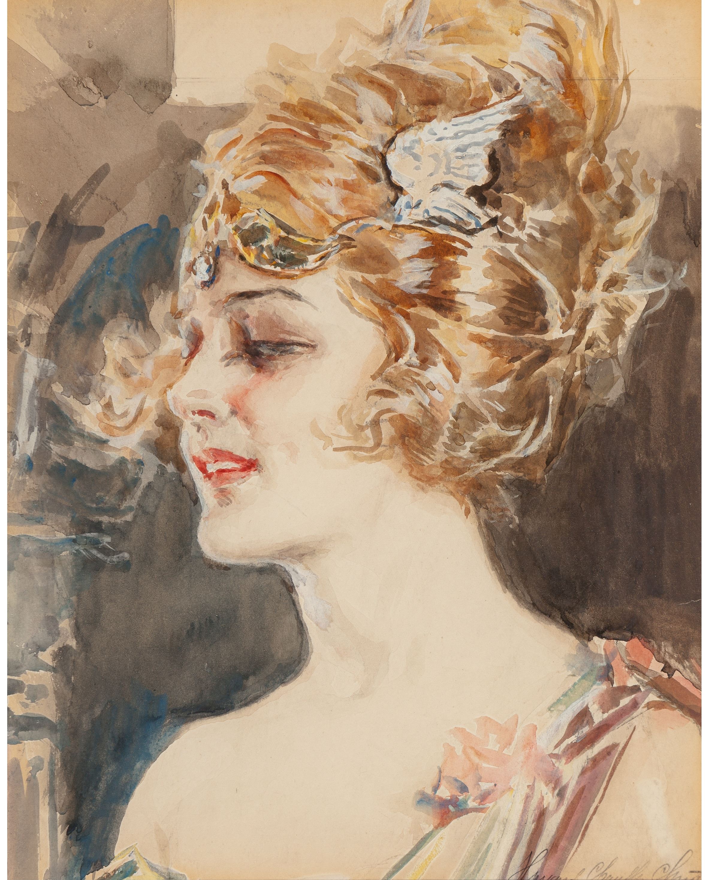 Howard Chandler Christy | Woman Wearing Winged Tiara | MutualArt