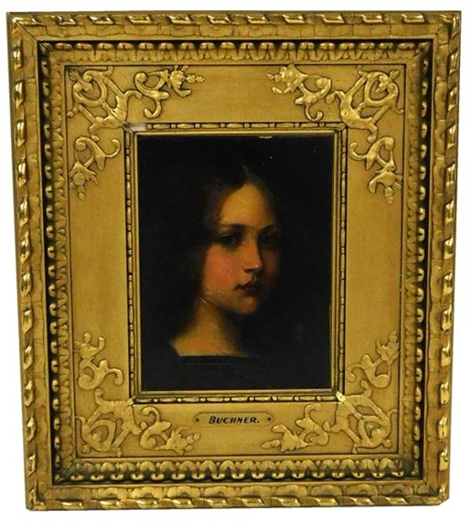 Georg Buchner | Portrait of a Young Girl in Three Quarter Profile ...