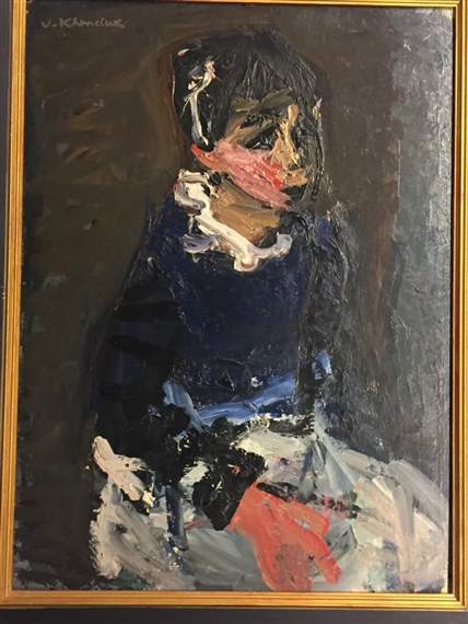 Vassyl Khmeluk | Portrait of Janine with a white ribbon (1954) | MutualArt