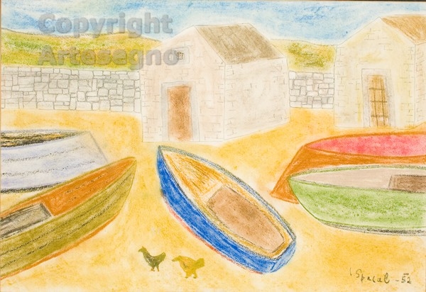 Luigi Spacal | Barche a riva (1954) | MutualArt