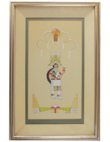 Romando Vigil | A Pueblo dancer with large tabletta headdress (Circa ...