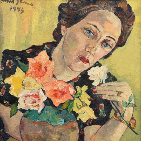 Irma Stern | Freda with Roses (1943) | MutualArt