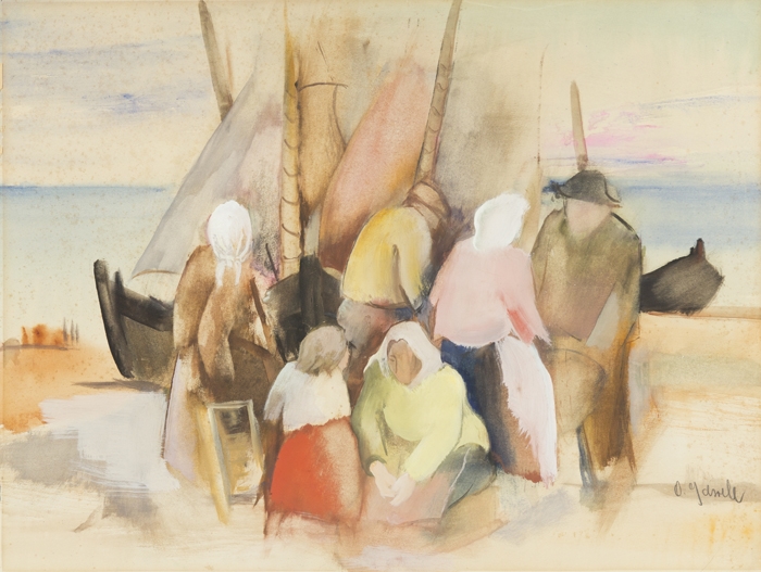 Oskar Gawell | Fisher's family at their boats | MutualArt