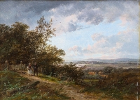 Josefus Gerardus Hans | Two wanderers in a hilly landscape | MutualArt