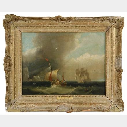 Frederick Calvert | Fishing Boats and Freighters Off Treacherous Coast ...