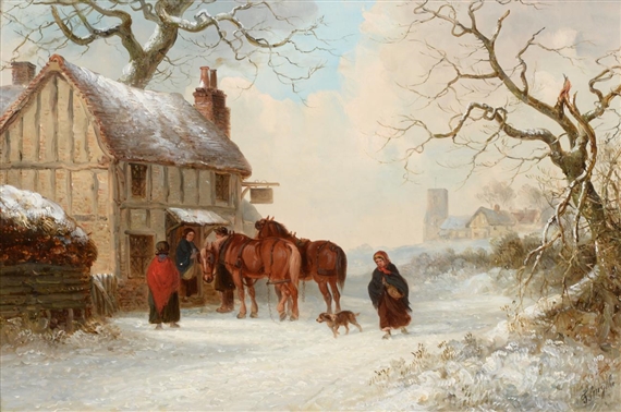 Thomas Smythe | Winter outside the inn | MutualArt