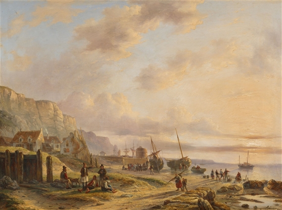 Johan Hendrik Louis Meijer | Coastal Landscape with Fishers | MutualArt
