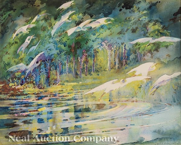 Alice Ravenel Huger Smith | Snowy Egrets Deep in the Swamp | MutualArt