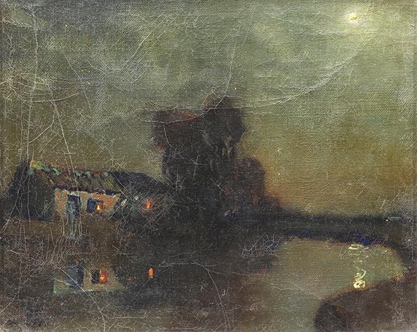 Charles Rollo Peters | Nocturne - a village road | MutualArt