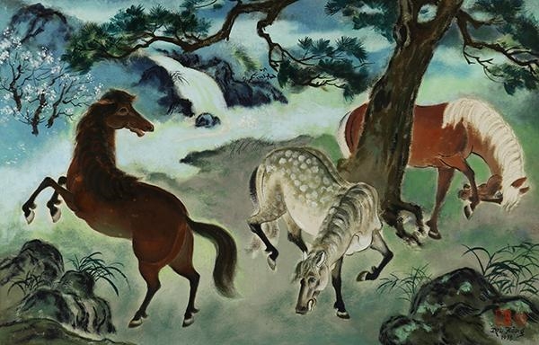 Tran Dzu Hong | Untitled (Three Horses) (1958) | MutualArt
