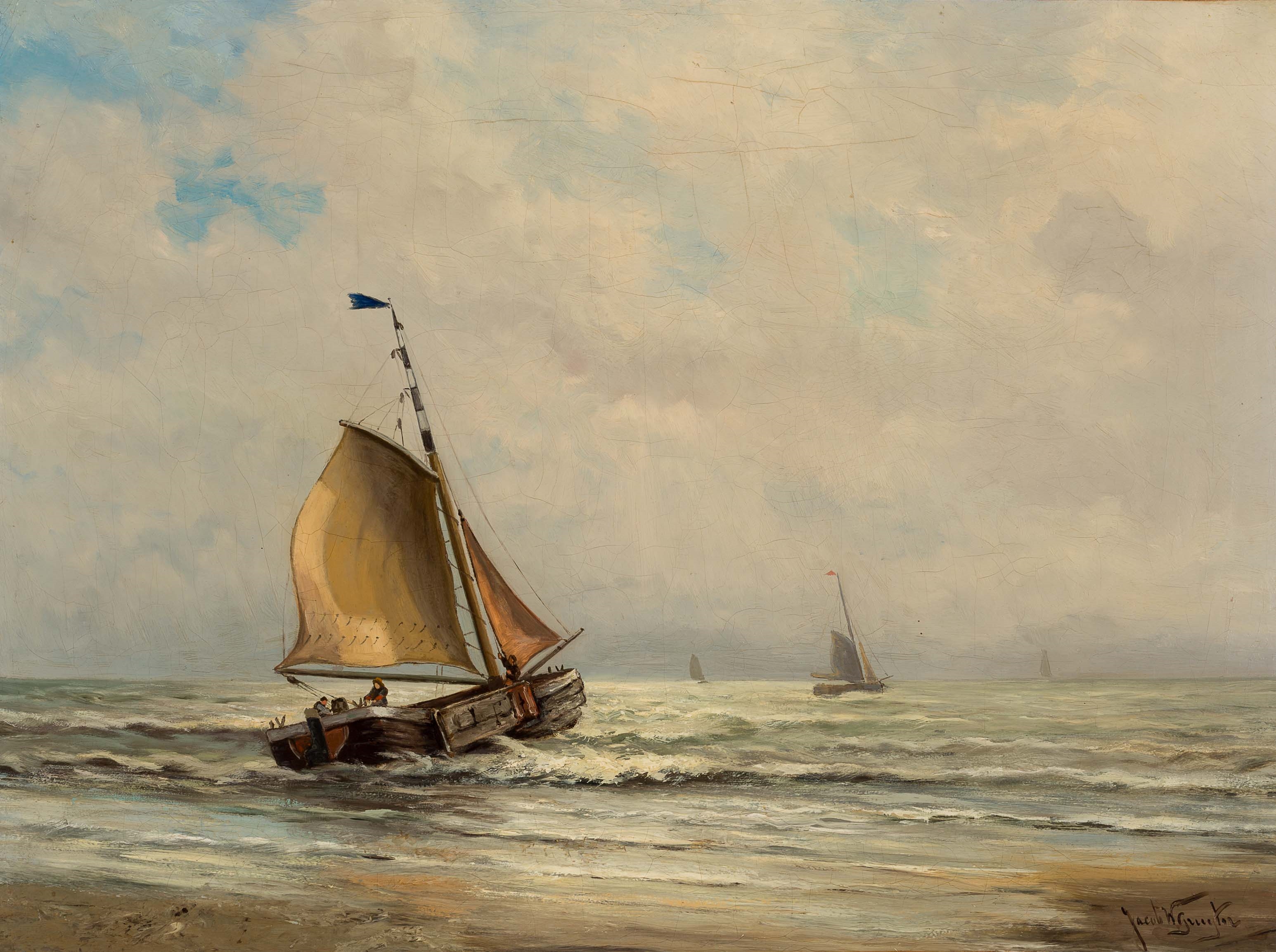 Jacob Willem de Gruyter | Bomschuit in breaking waves | MutualArt