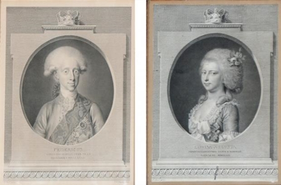 Johan Frederik‏ Clemens | portraits of Louise Augusta and King Frederik ...