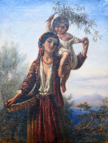 Joseph Bouvier | Neapolitan Olive Pickers (1865) | MutualArt