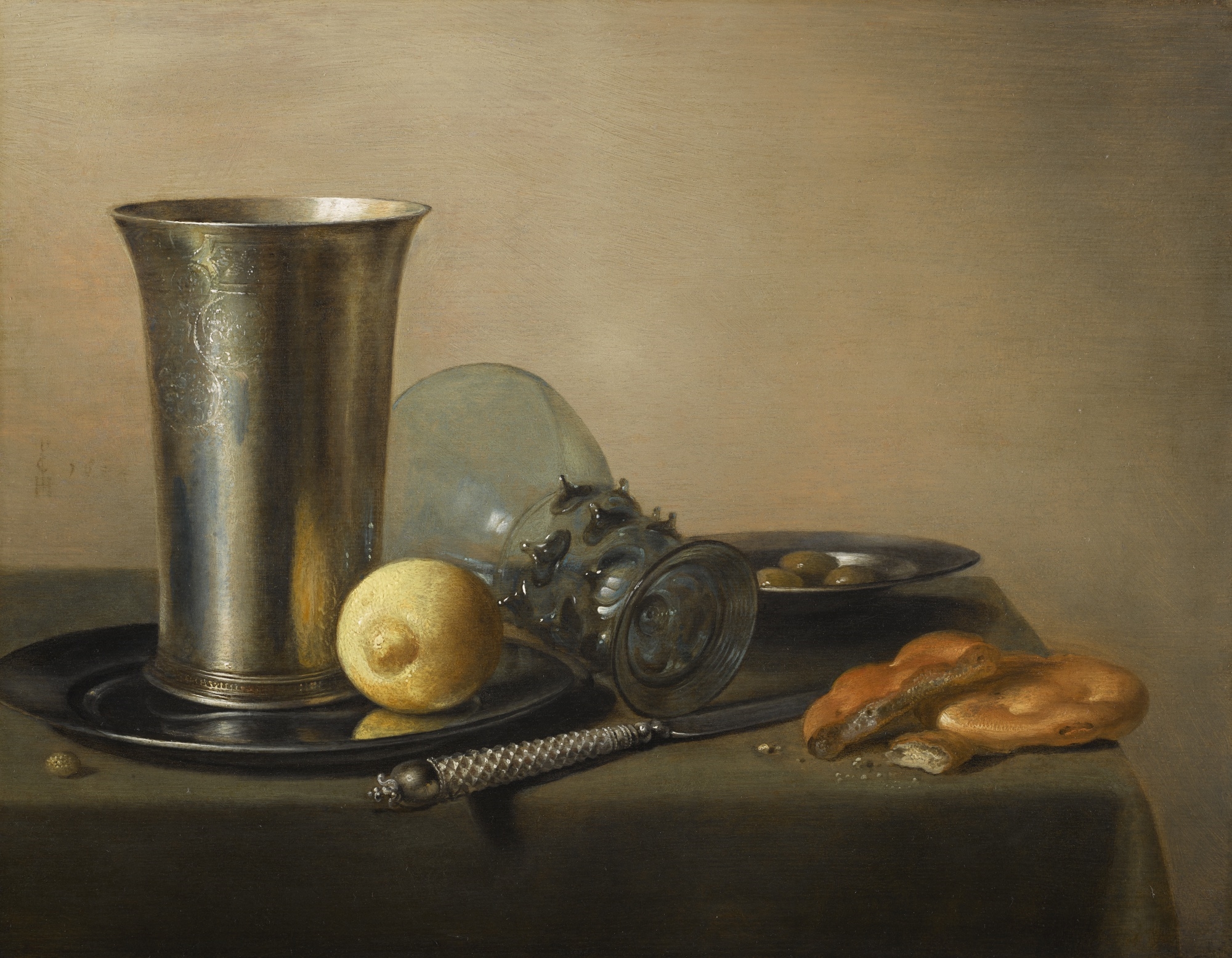 Pieter Claesz. | STILL LIFE WITH A SILVER BEAKER AND AN OVERTURNED ...