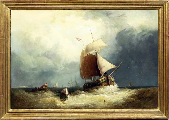 George Stainton | Segelschiffe vor Küstenstreifen (1875) | MutualArt