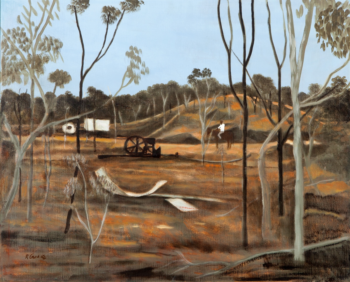 Ray Crooke | STOCKMAN IN A LANDSCAPE WESTERN QUEENSLAND | MutualArt