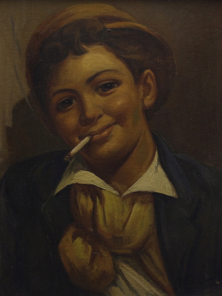 Antonio Vallone | Two Works: Portrait of a young Boy smoking, and ...