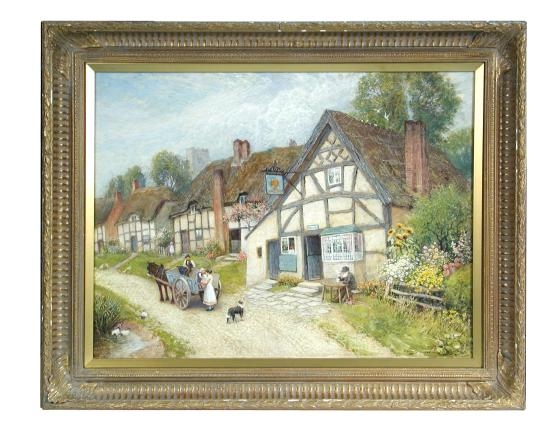 Arthur Claude Strachan | The Gold Cup Inn with a horse-drawn carriage ...