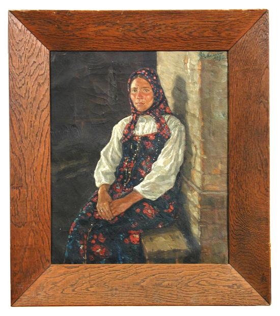 Filipp Malyavin Maljavin | Study of a Russian peasant girl in floral ...