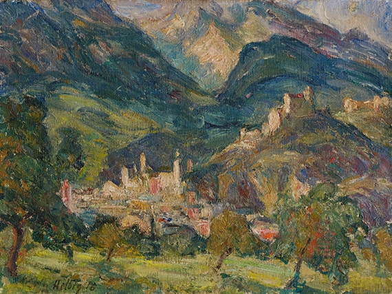Walter Helbig | Gebirgslandschaft mit Dorf (1916) | MutualArt