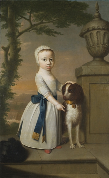 Edward Byng | ull Length Portrait of a Child with Spaniel | MutualArt