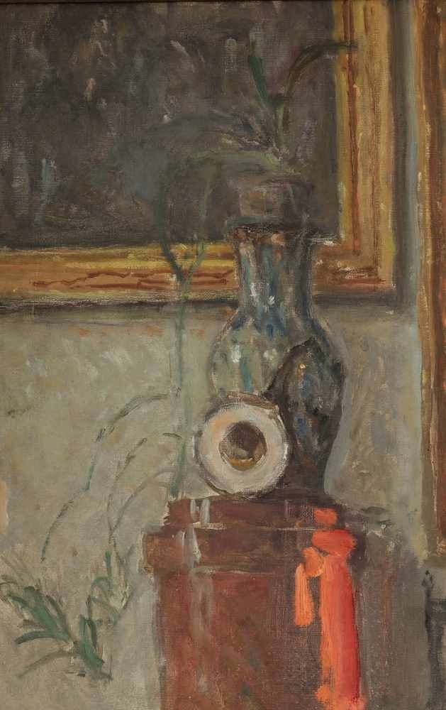 Viggo Johansen | Interior with the artist's wife sitting in an easy ...