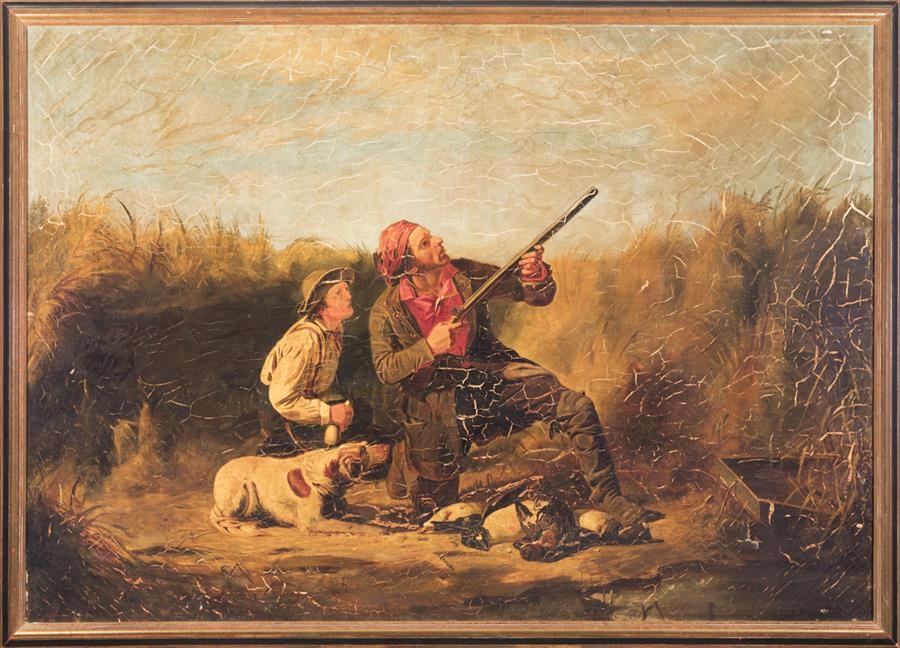 American School, 19th Century | Hunting Scene depicting a man with ...