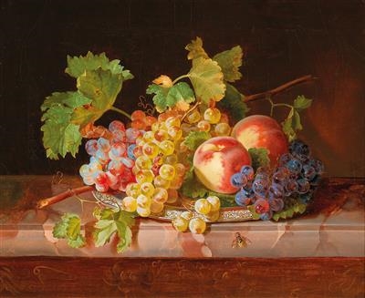 Andreas Lach | Still Life with Grapes and Peaches (Circa 1845) | MutualArt