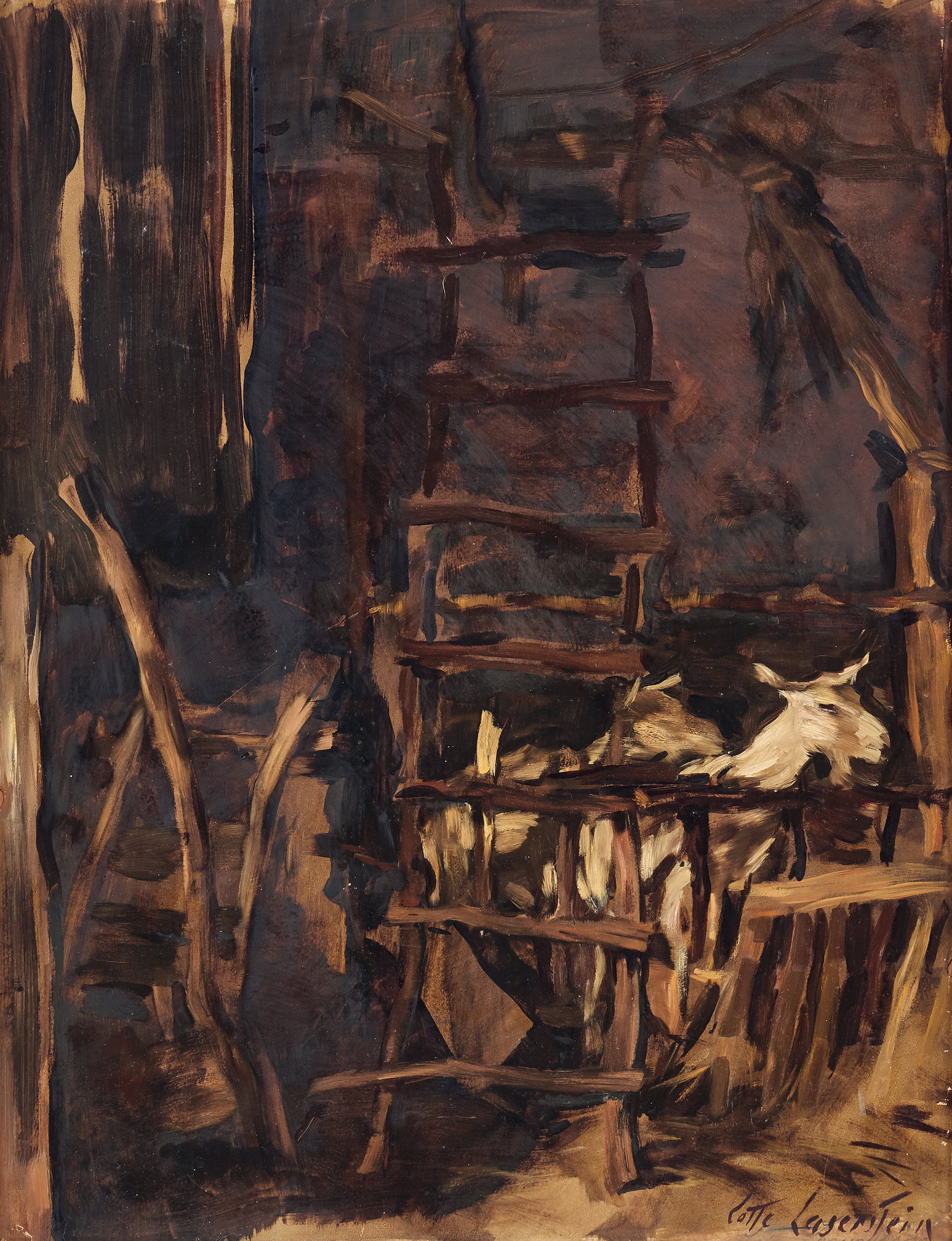 Lotte Laserstein | Ziegen im Stall (1934) | MutualArt