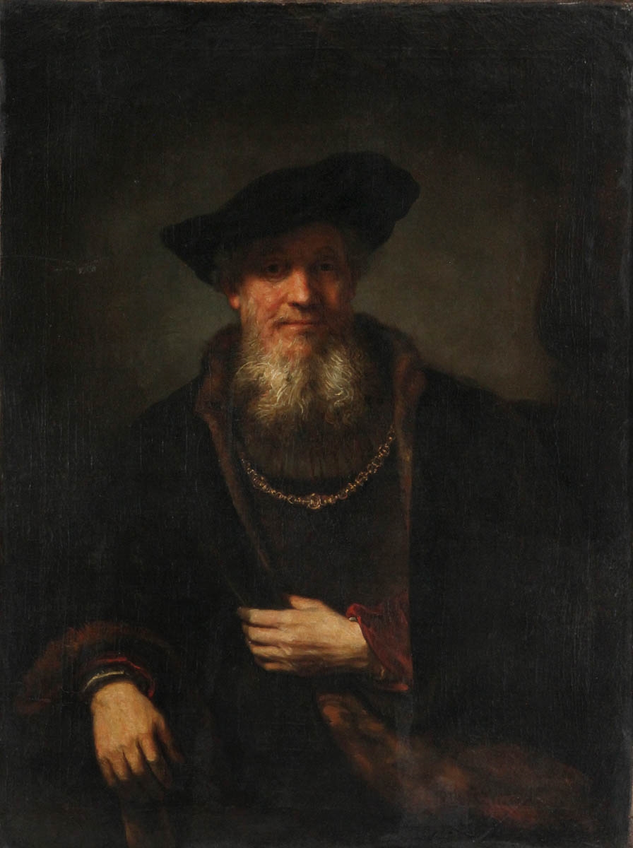 Rembrandt van Rijn | Portrait of a man with black beret and fur coat ...