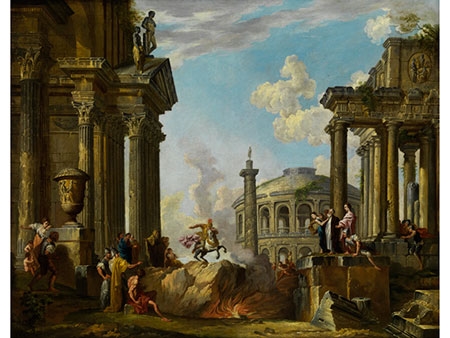 Giovanni Paolo Pannini | MARCUS CURTIUS RIDING INTO THE CHASM OF FIRE ...