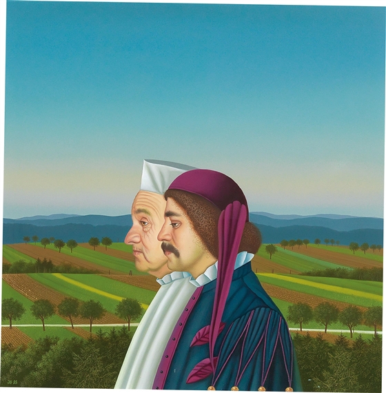 Josef Bramer | Pensive figures in a summer landscape (1988) | MutualArt