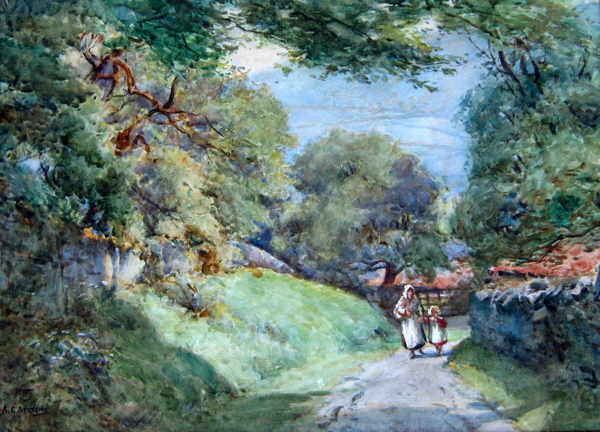 Albert George Stevens | Mother and Daughter in a Country Lane | MutualArt
