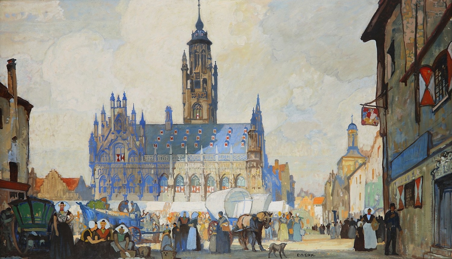 Elijah Albert Cox | Middleberg, market place signed lower right with ...